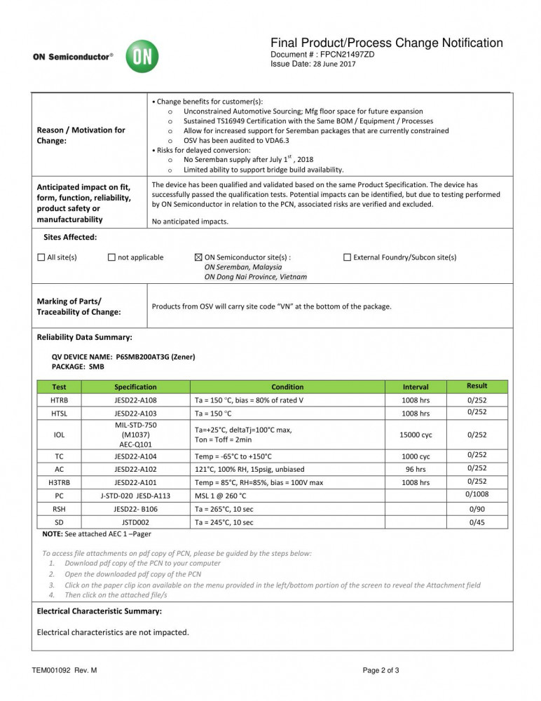 SZ2446T3G technical document page 2