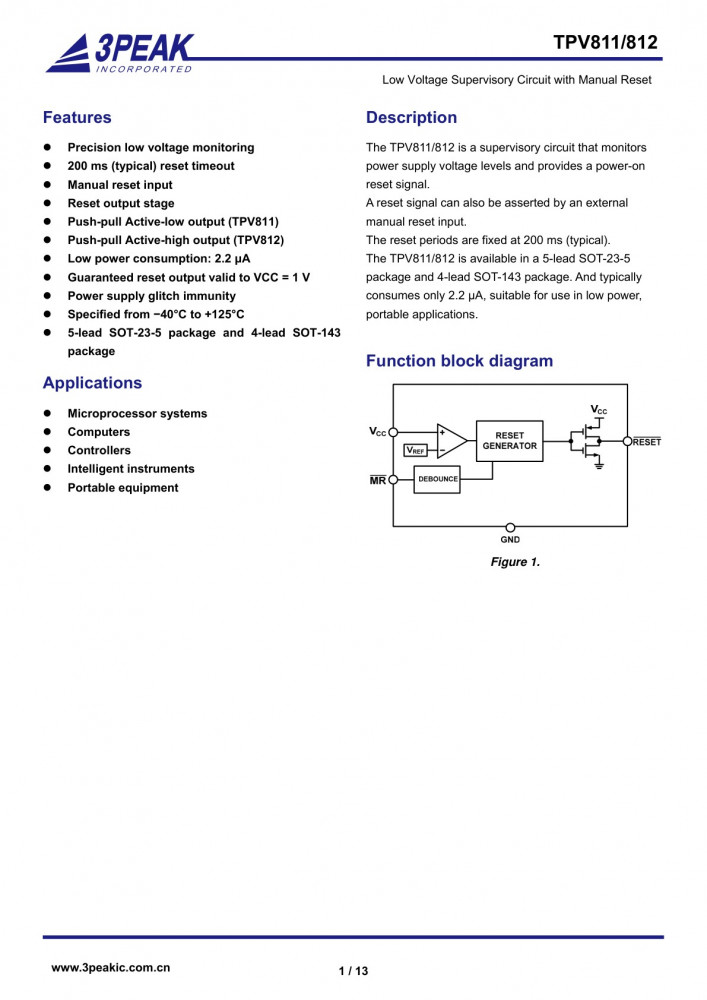 TPV811S-4LTR datasheet page 1