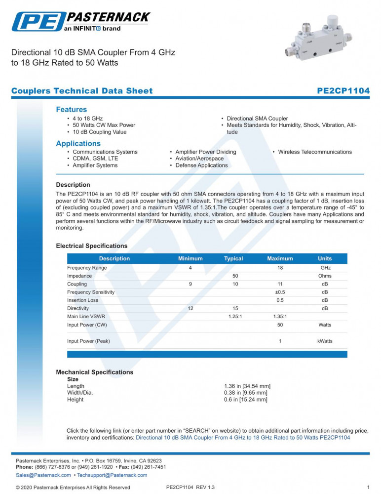 PE2CP1104 datasheet page 1