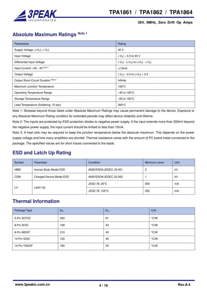 TPA1864-SR datasheet page 4