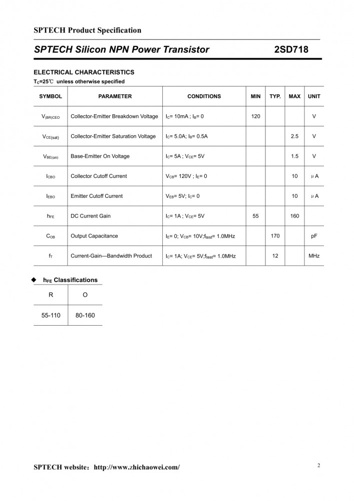 2SD718 SPTECH datasheet page 2
