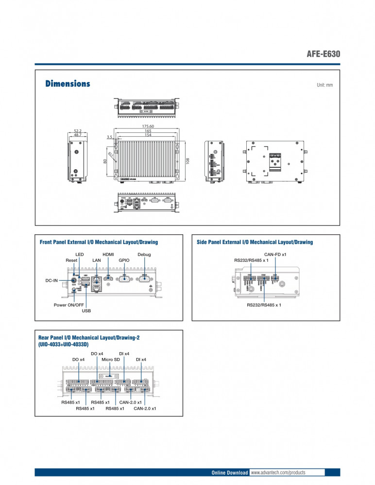 AFE-E630 product documentation page 2