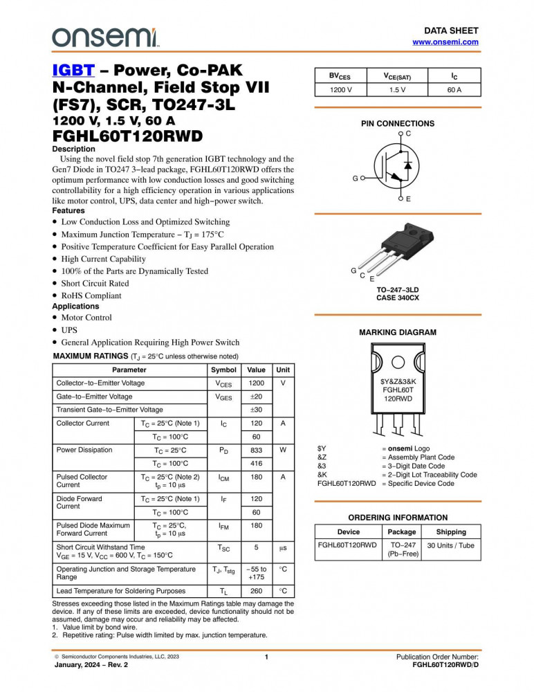 FGHL60T120RWD technical document page 1