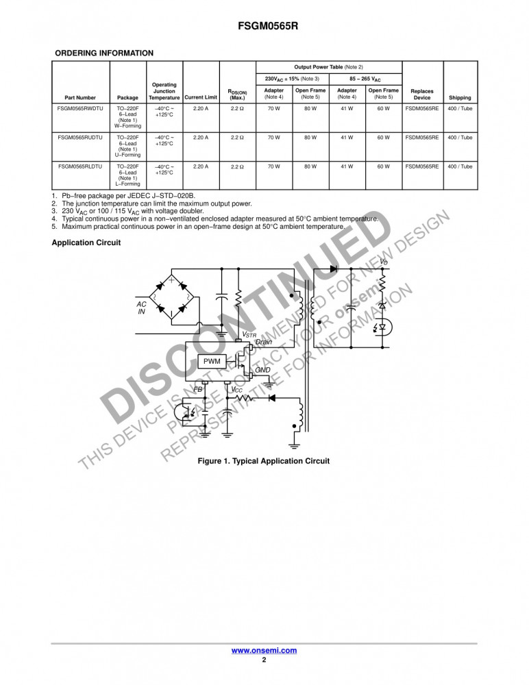 FSGM0565R datasheet page 2