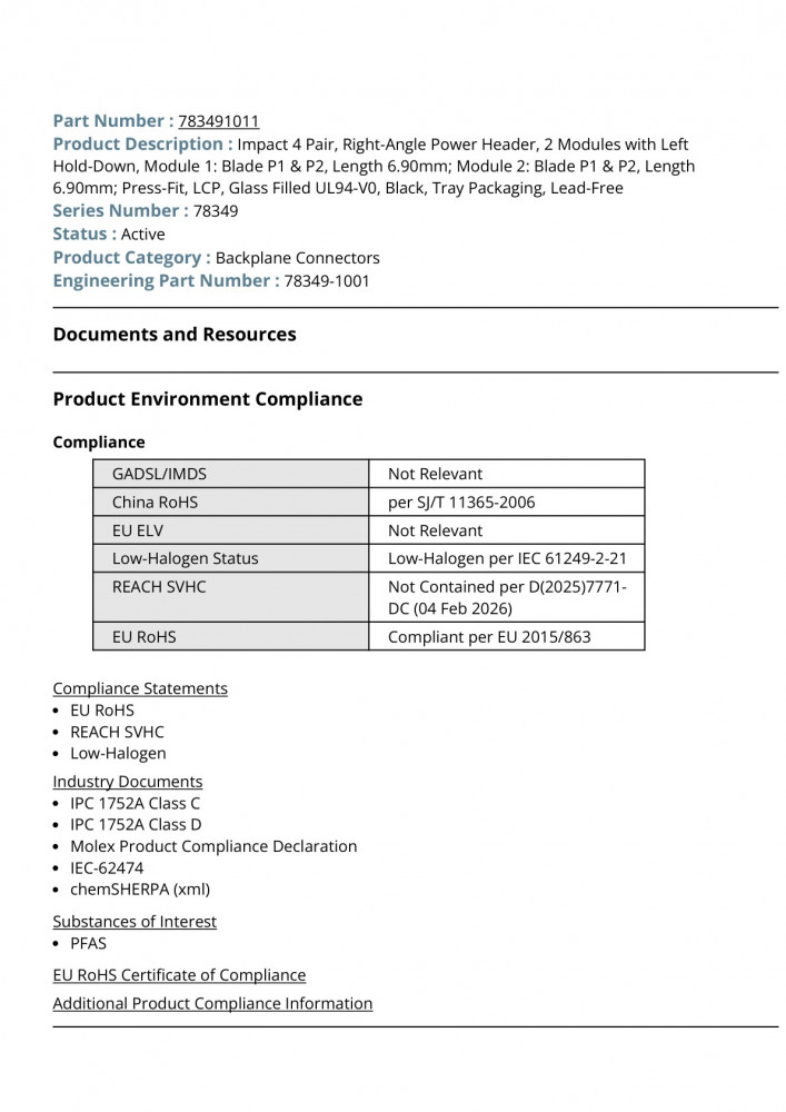 783491011 product document image, page 1