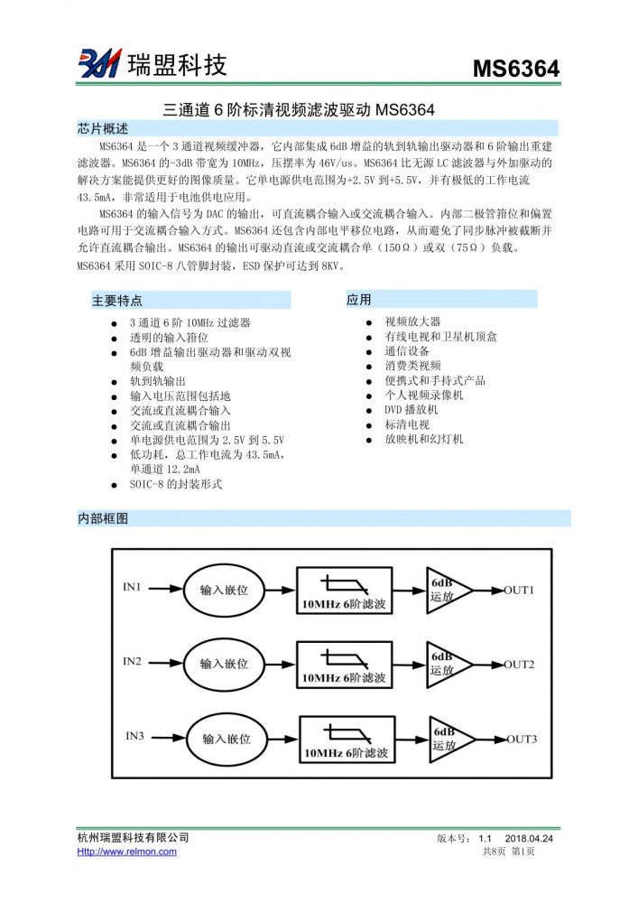 MS6364 datasheet page 1
