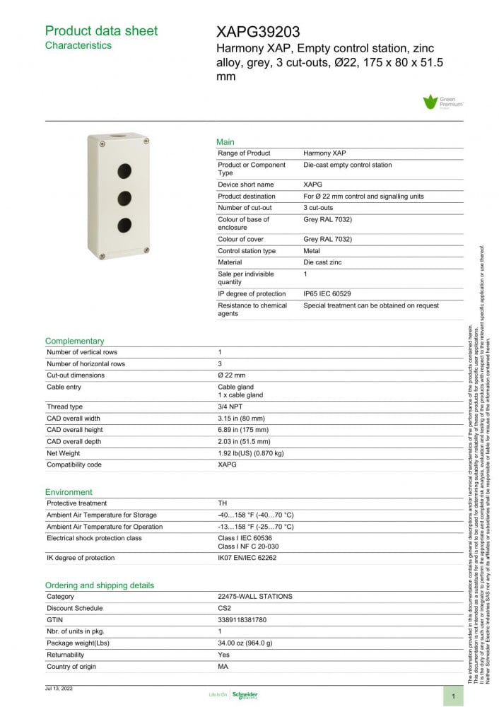 XAPG39203 technical document page 1