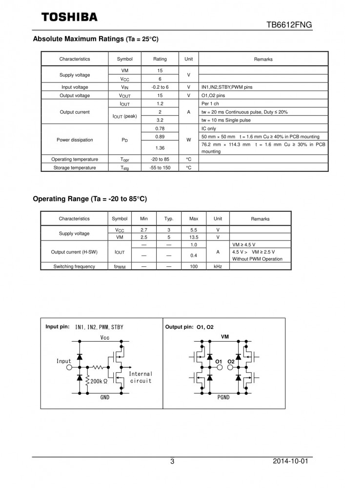 TB6612FNG datasheet page 3