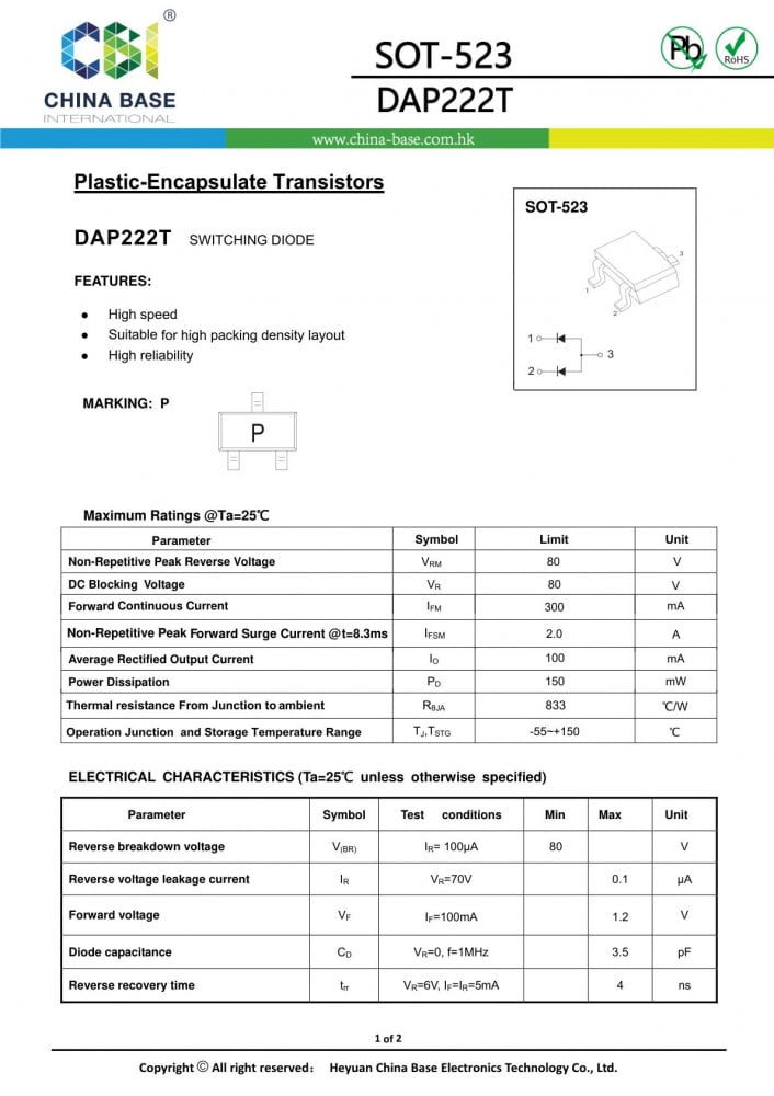 DAP222T datasheet page 1