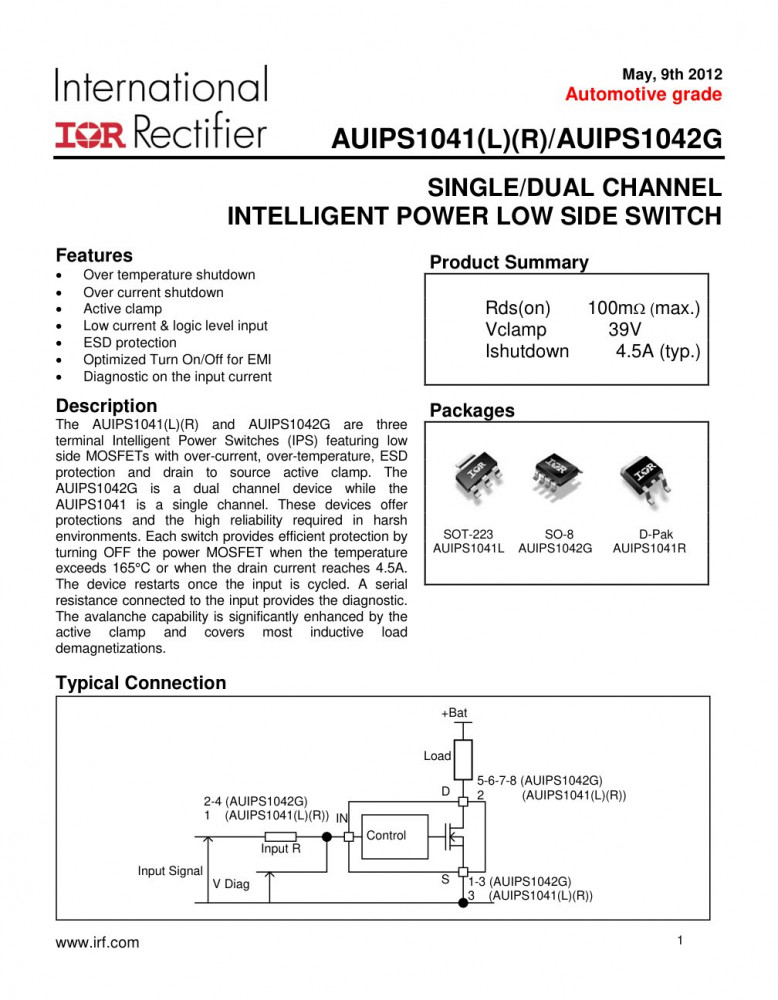 AUIPS1041LTR datasheet page 1