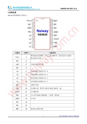 NS4836 1A Linear Synchronous Mobile Power Management IC - with KEY Key and Flashlight Function for sale