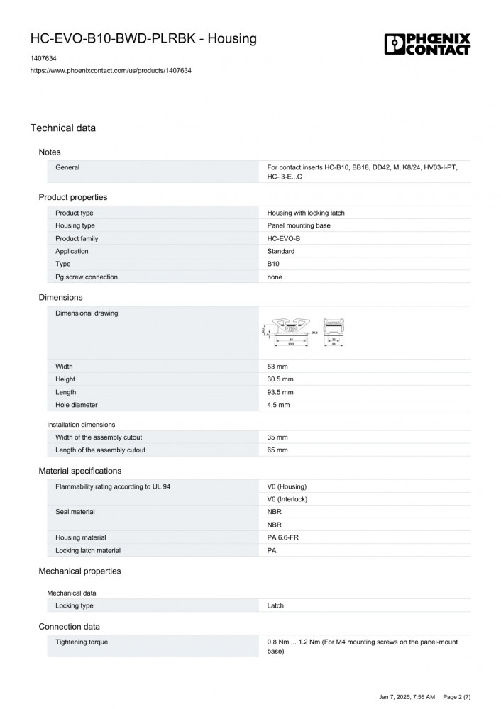Phoenix Contact 1407634 technical document page 2