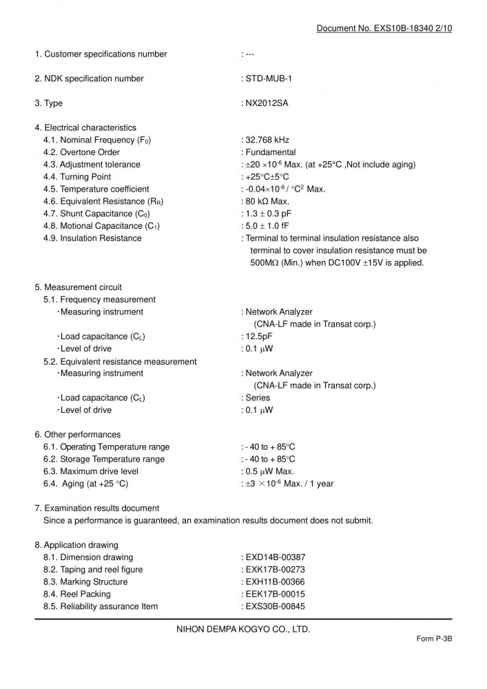 NX2012SA specification page 2