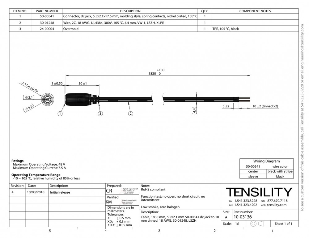Tensility International 10-03136 product drawing