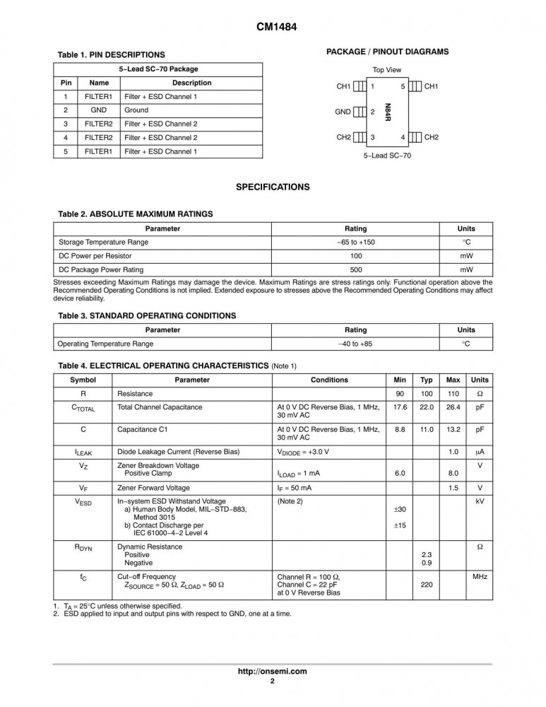 CM1484 datasheet page 2
