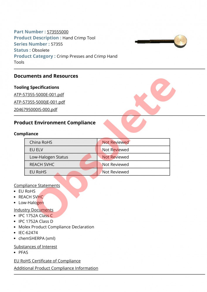 Molex 573555000 tooling document preview, page 1