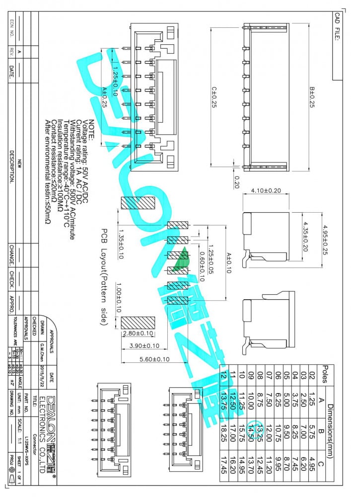 DEALON L125WVS connector drawing preview
