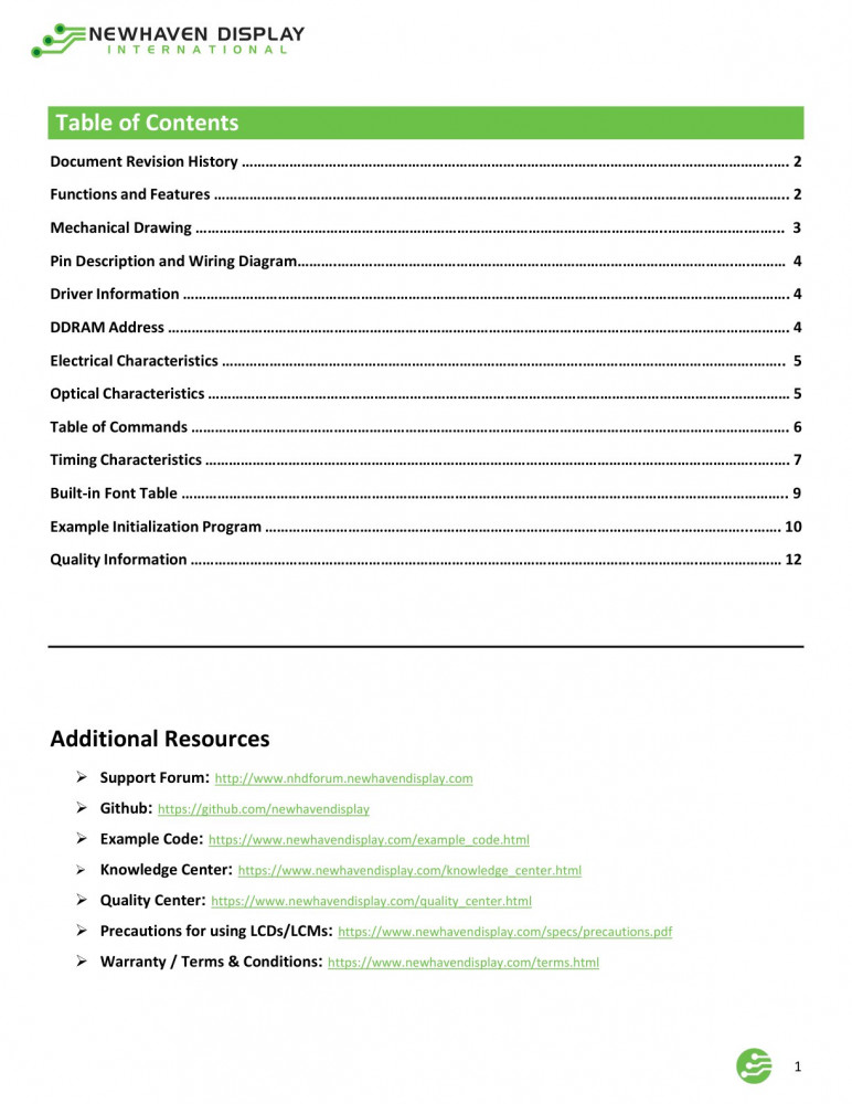 NHD-0208AZ-FL-GBW datasheet page 2