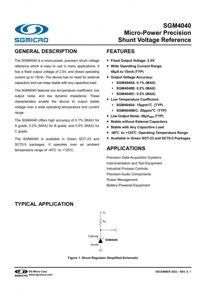 SGM4040 datasheet page 1