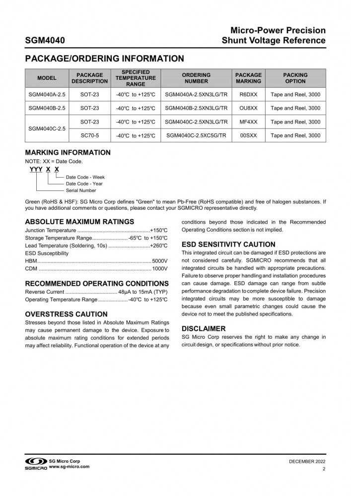 SGM4040 datasheet page 2