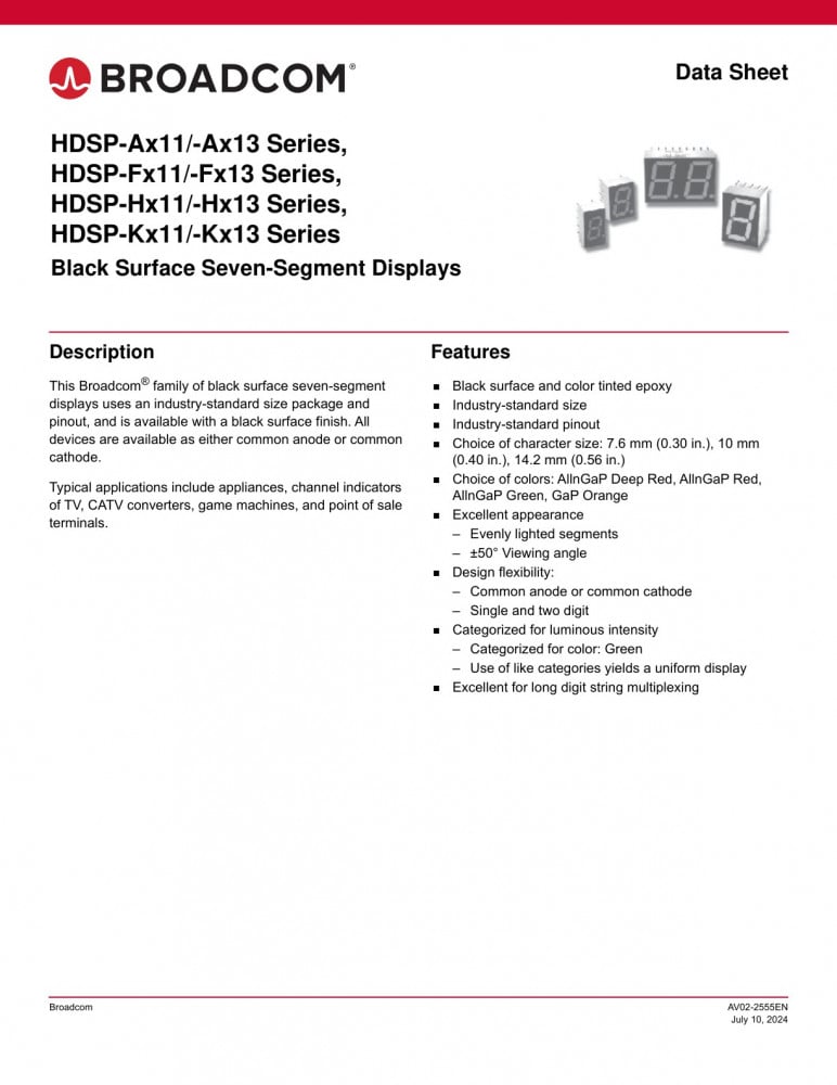 Broadcom HDSP-K513-IJ000 datasheet page 1