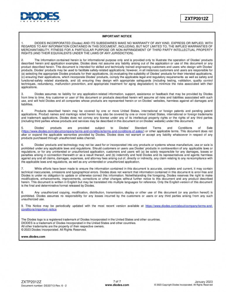 ZXTP2012ZTA datasheet page 7