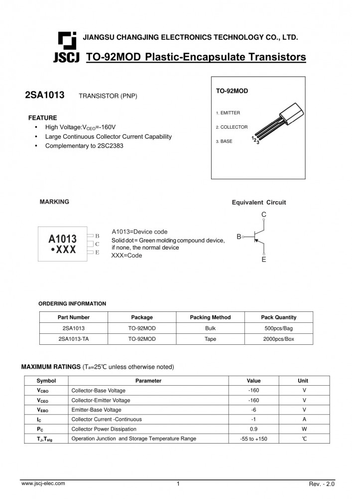 2SA1013 datasheet page 1