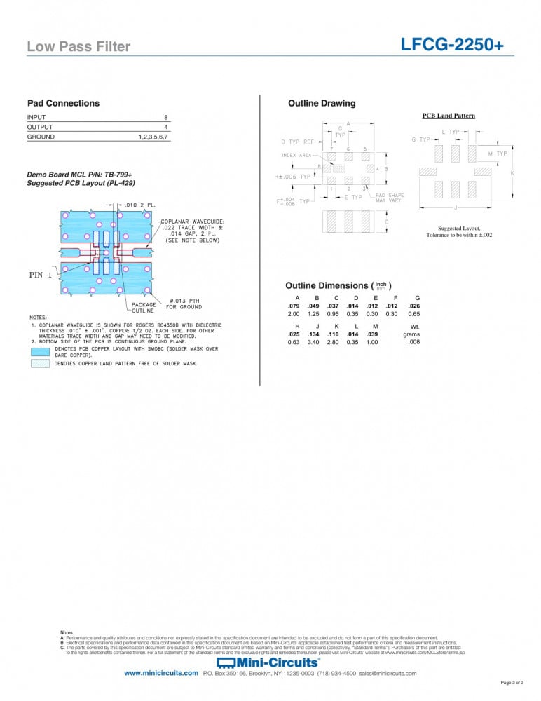 LFCG-2250+ product documentation page 3