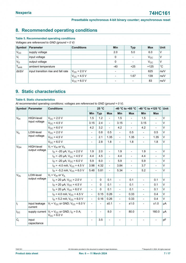 74HC161 datasheet page 7