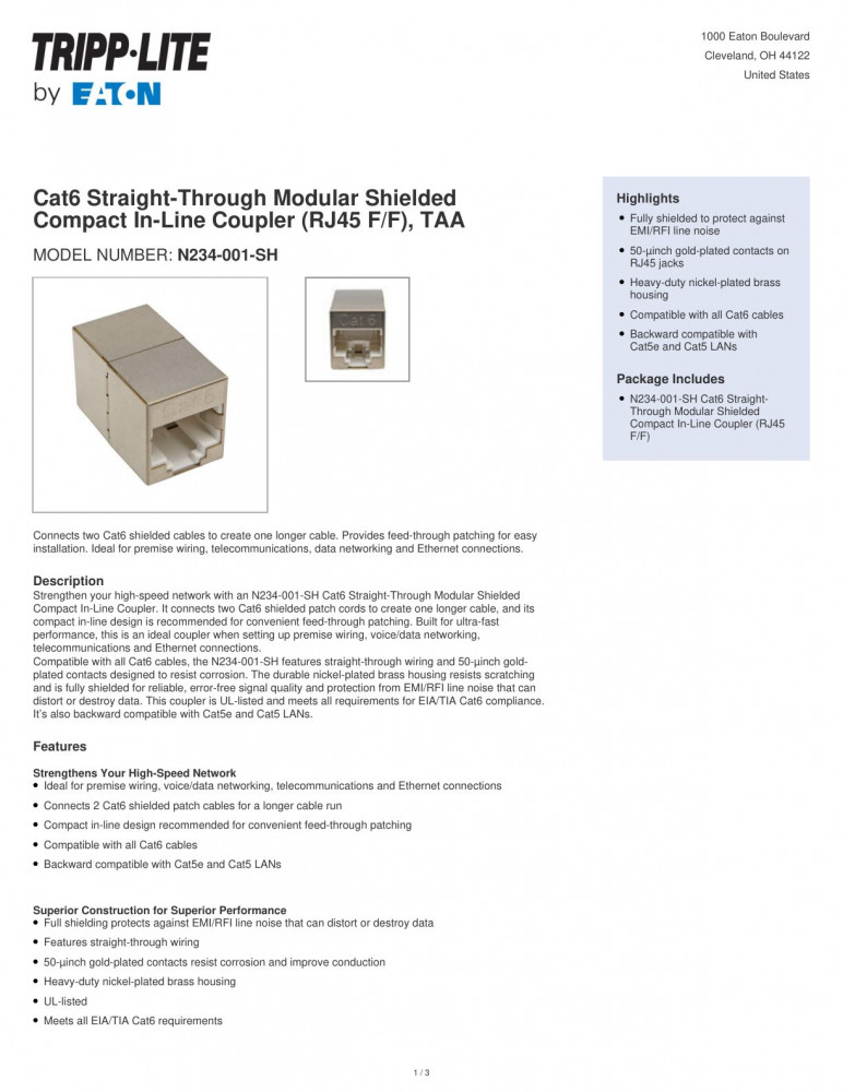 N234-001-SH technical document page 1