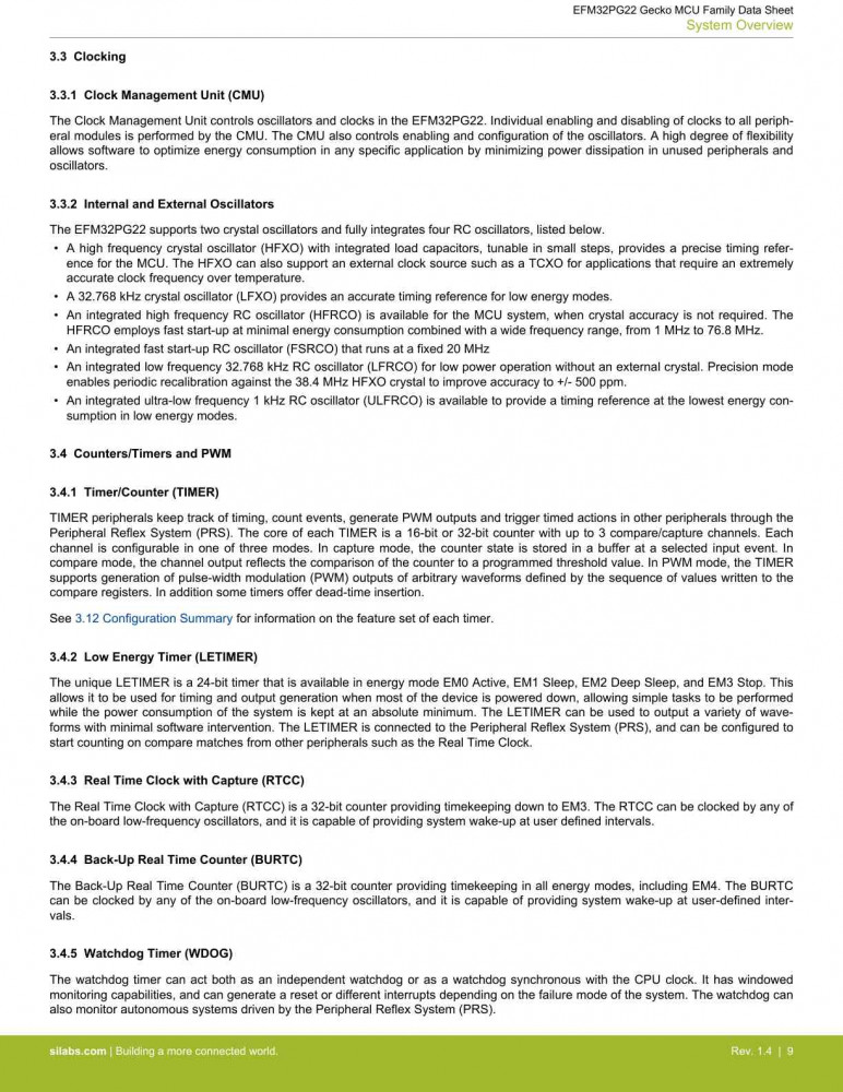 EFM32PG22 datasheet page image 9