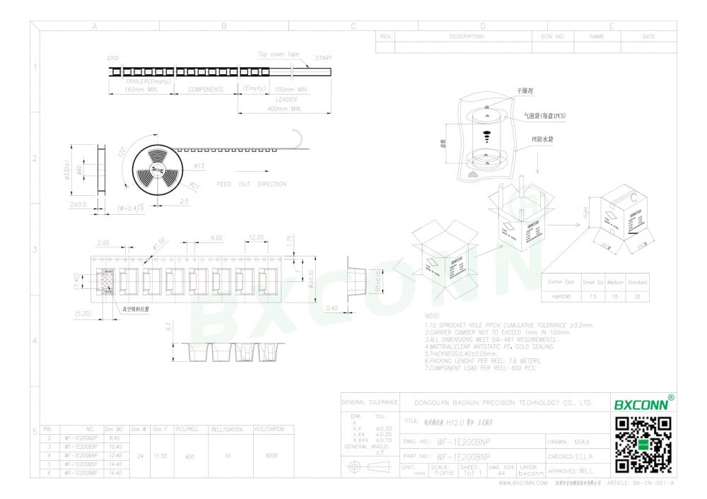 BXCONN WF-1E200B3P technical drawing page 2