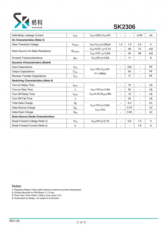 SK2306 datasheet page 2