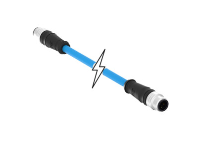 Micro-Change (M12) Single-Ended Cordset, 4 Poles, D-Coded, Male (90°) to Pigtail, 24 AWG, Teal PUR WSOR Cable, 3.0m (9.84') Length
