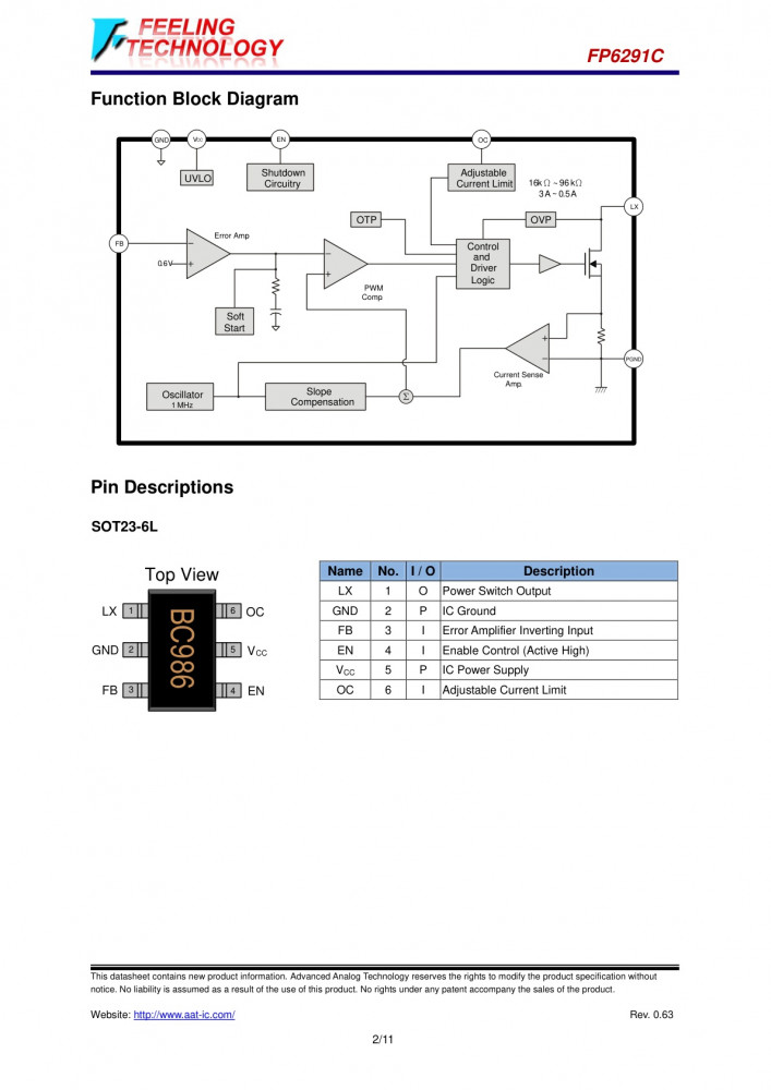 FP6291CLR-G1 datasheet page 2