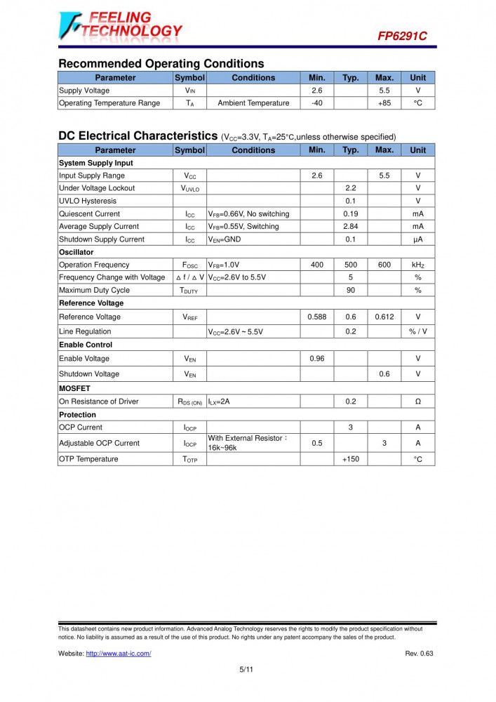 FP6291CLR-G1 datasheet page 5