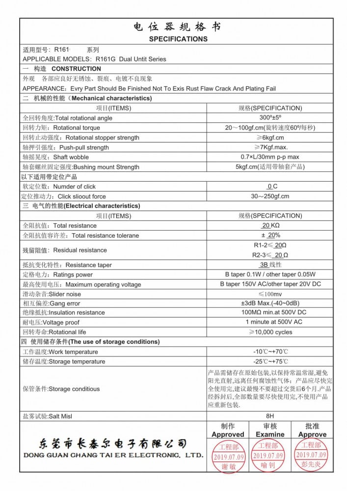 CTR R161 potentiometer document page 2