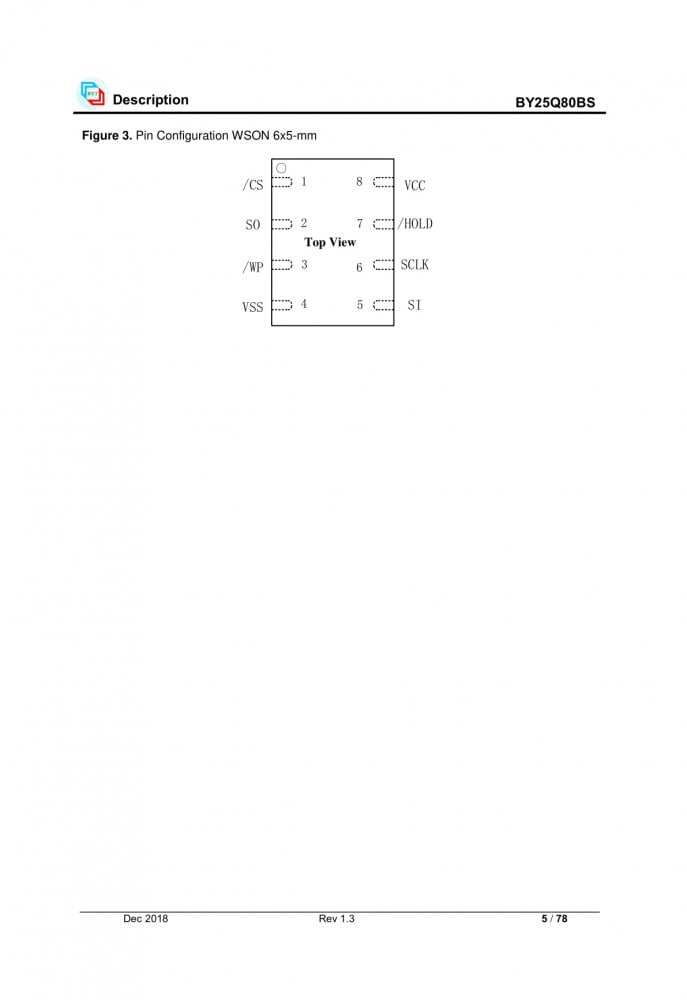 BY25Q80BS datasheet page 5