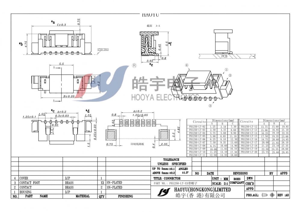 HOOYA PH1250-LT-08 technical document