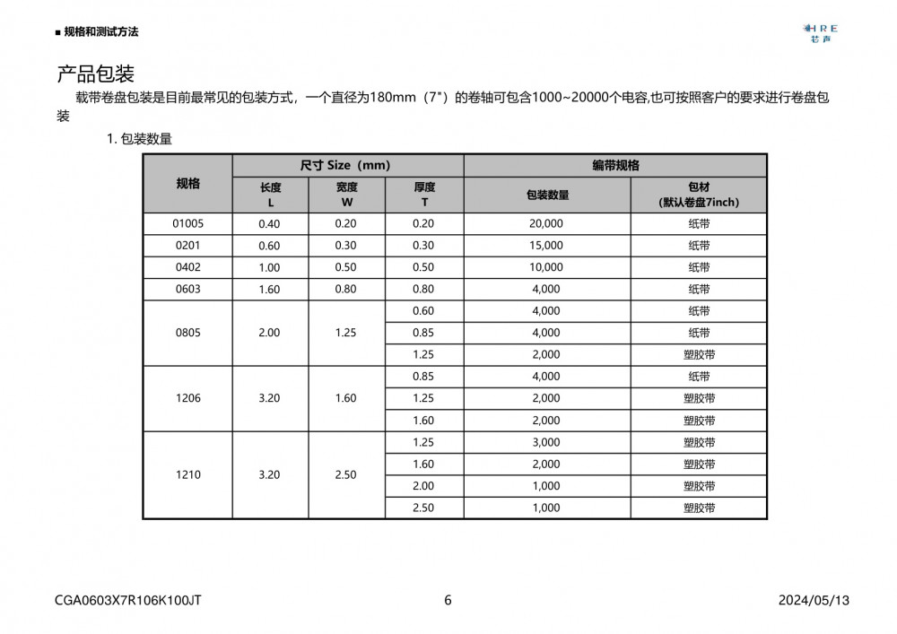 HRE product specification page 6