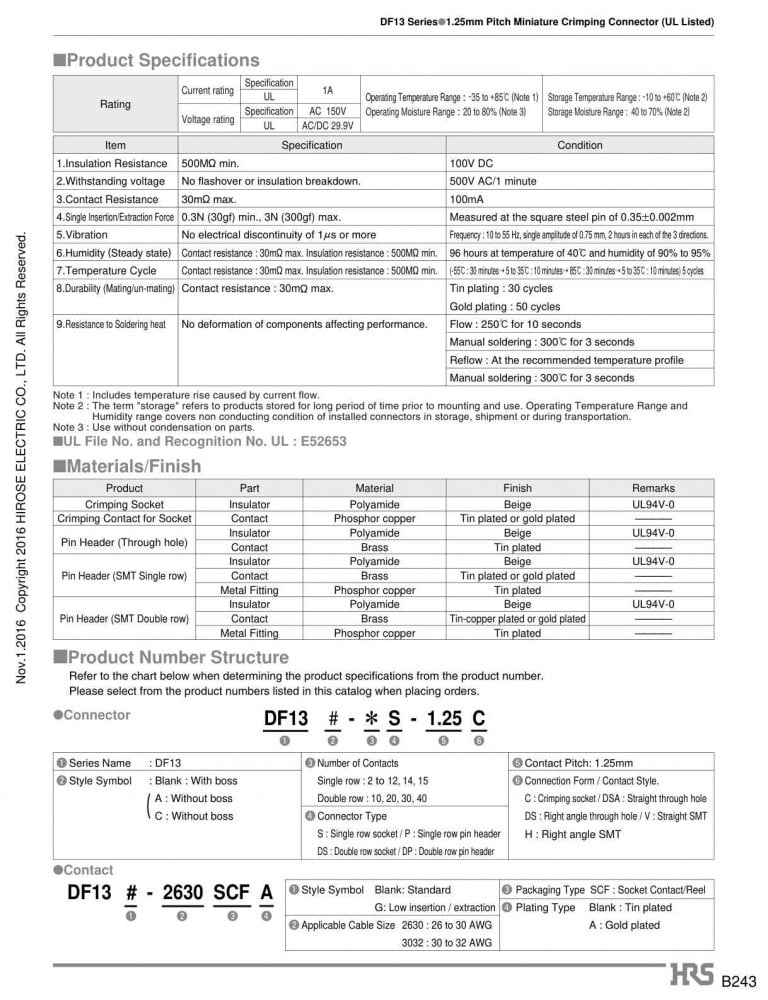 DF13 series datasheet page 2