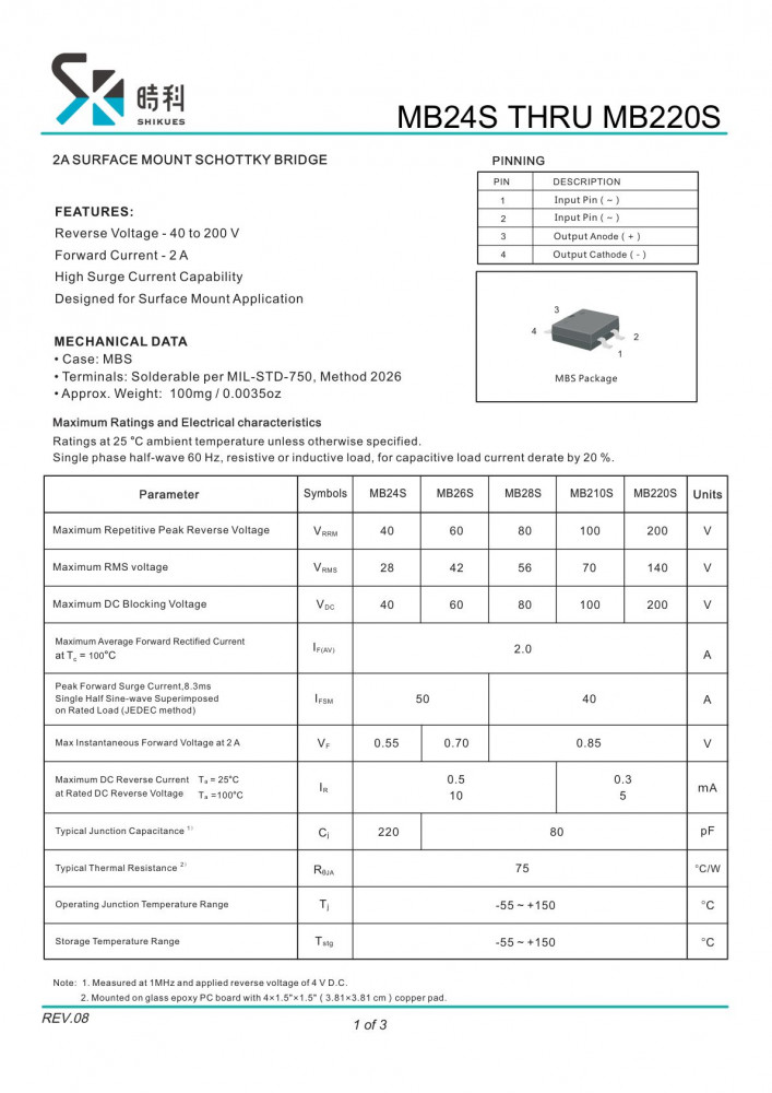 MB24S datasheet page 1