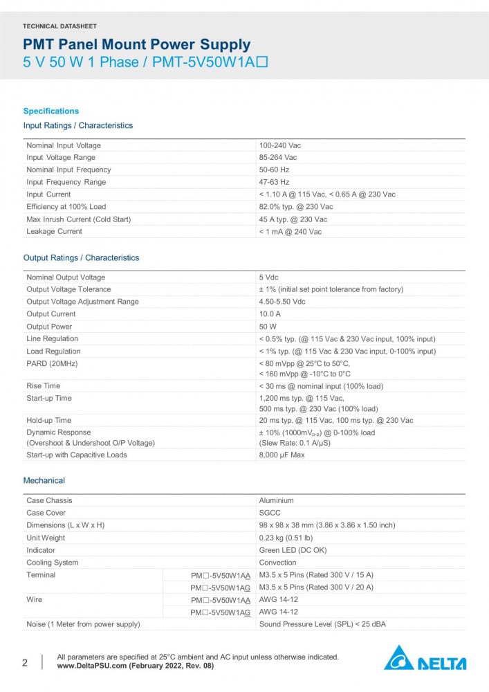 PMT-5V50W1AG datasheet page 2