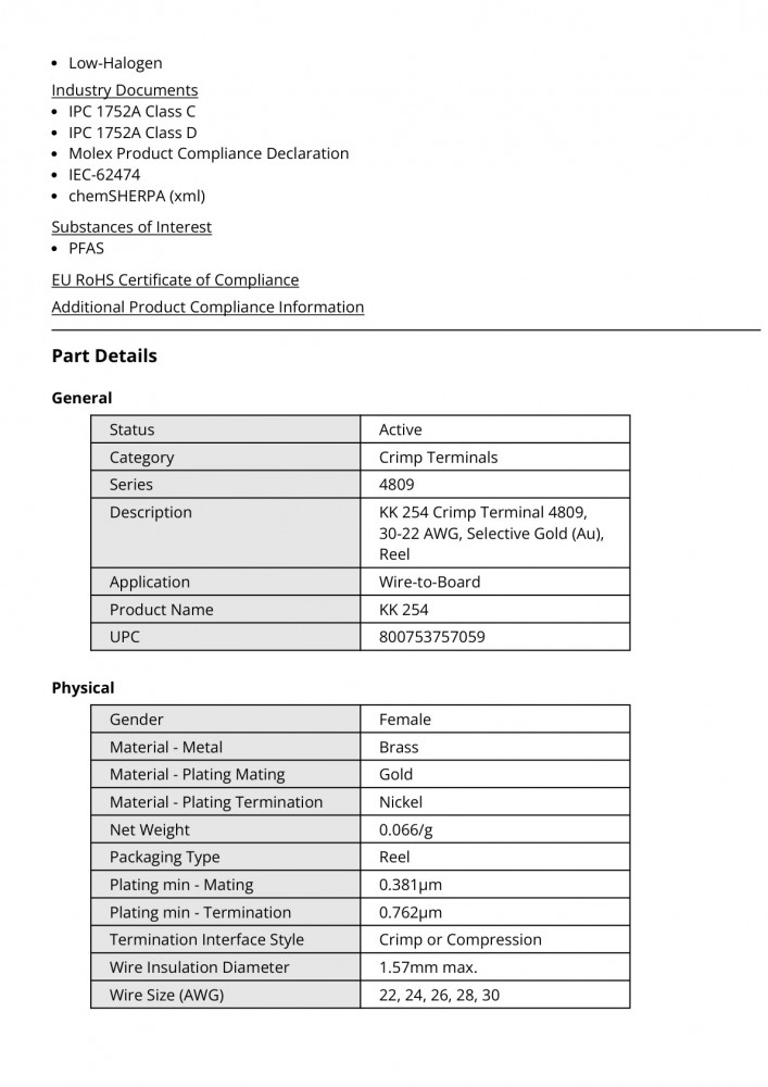 KK 254 product specification page 2