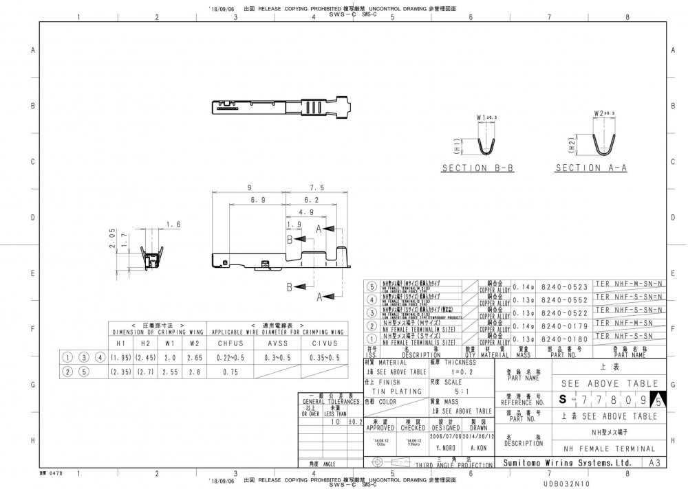 SUMITOMO 8240-0552 technical document preview