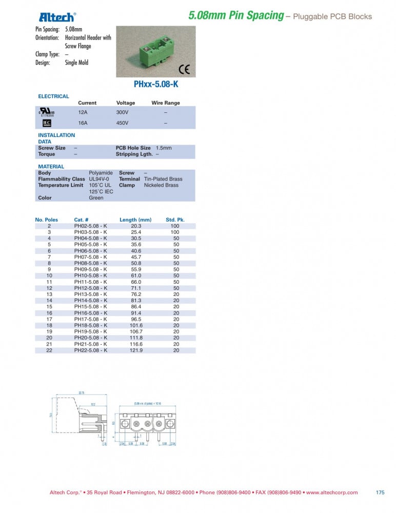 Altech PH12-5,08-K technical document page 1