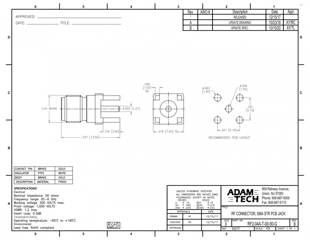 ADAM TECH RF2-04A-T-00-50-G technical drawing preview