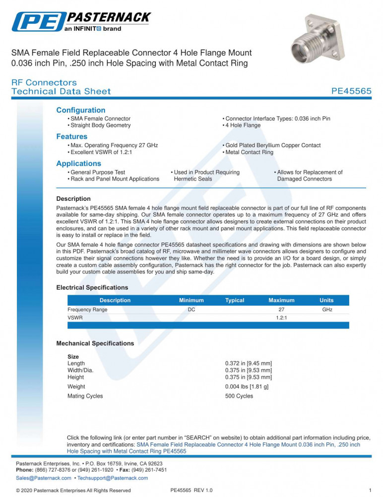 PE45565 technical document page 1