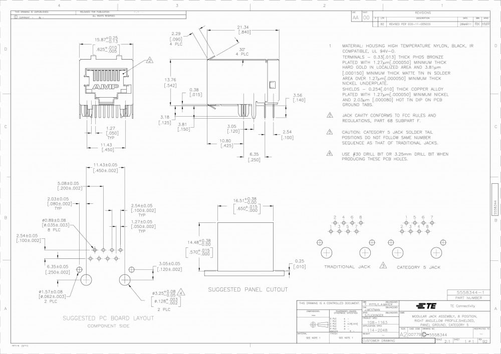 TE Connectivity 5558344-1 technical document preview