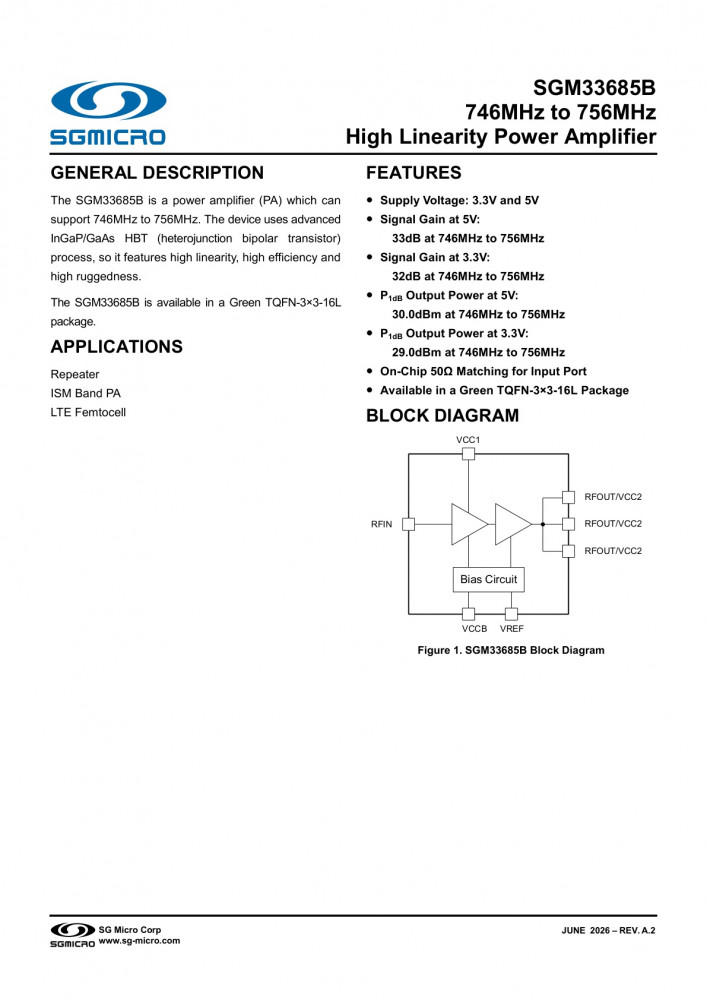 SGM33685B datasheet page 1